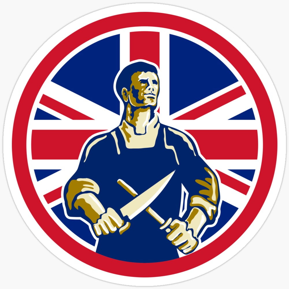 DOPASTICKER British Butcher Union Jack Flag Icon Sticker Phone Decal ...