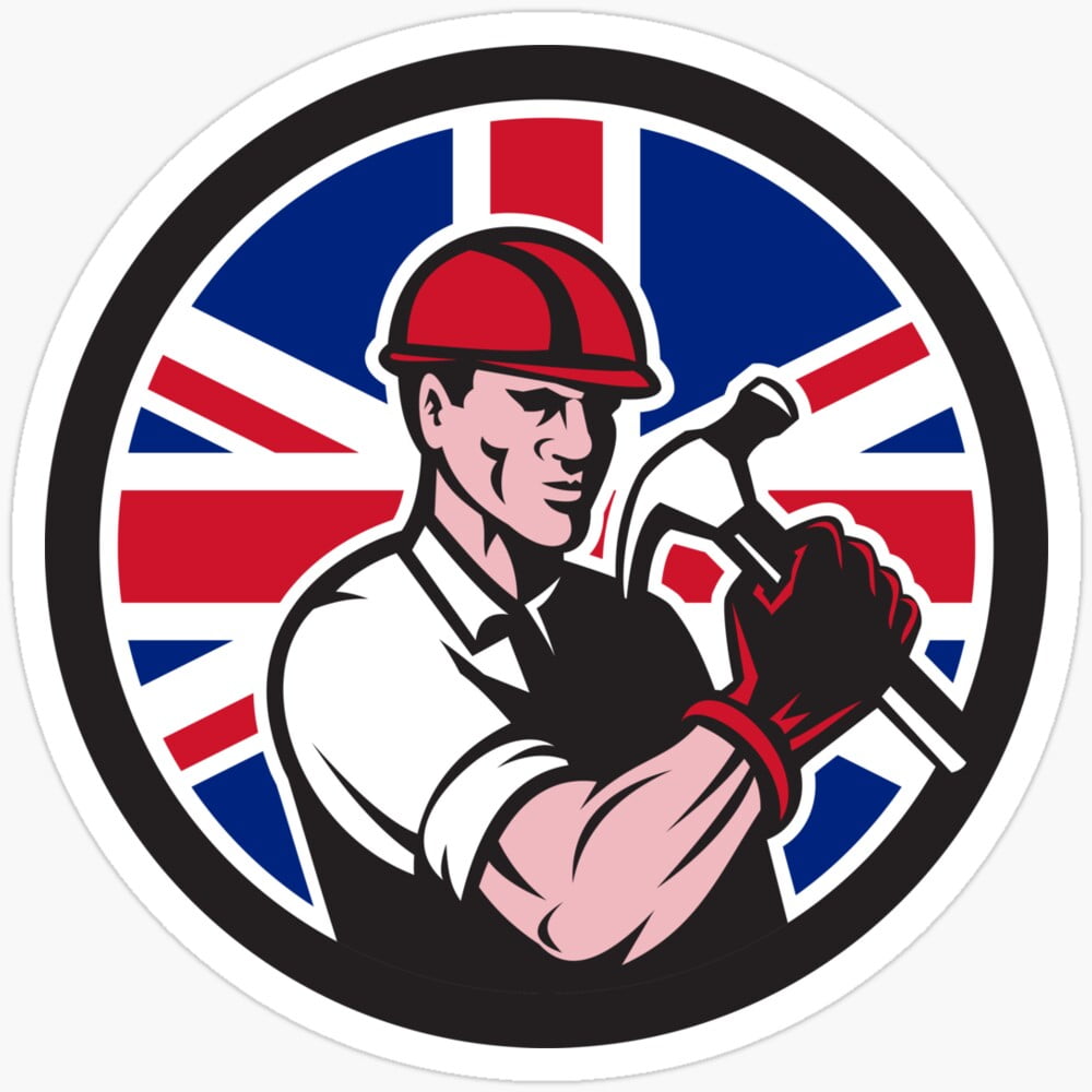 DOPASTICKER British Handyman Union Jack Flag Icon Sticker Phone Decal ...