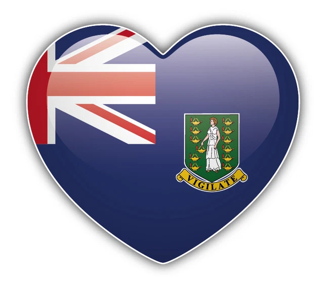 DOPASTICKER British Virgin Islands Flag Heart Sticker Decal Phone Decal ...