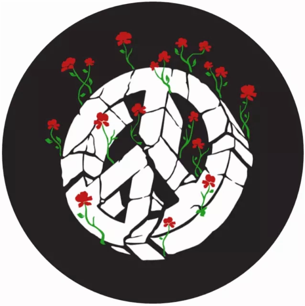 DOPASTICKER Broken Peace Sign With Roses Phone Decal Water Bottle ...