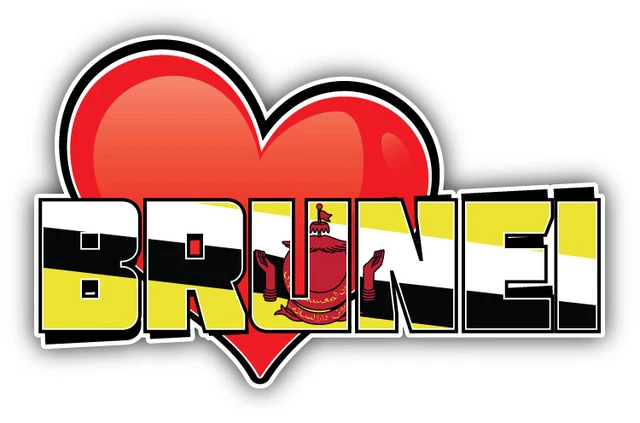 DOPASTICKER Brunei Art Heart Flag Travel Sticker Decal Phone Decal ...