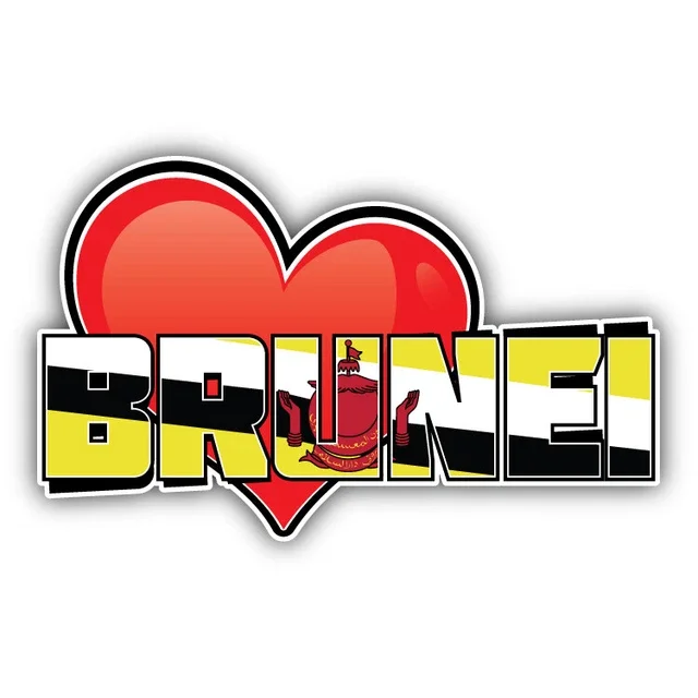 DOPASTICKER Brunei Art Heart Flag Travel Sticker Decal Phone Decal ...
