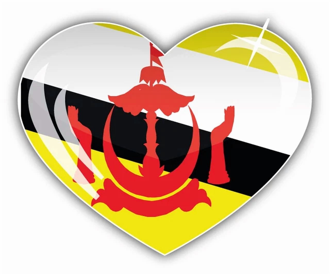 DOPASTICKER Brunei Darussalam Flag Heart Sticker Decal Phone Decal ...
