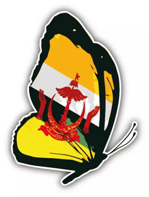 DOPASTICKER Brunei Flag Butterfly Sticker Decal Phone Decal Water ...