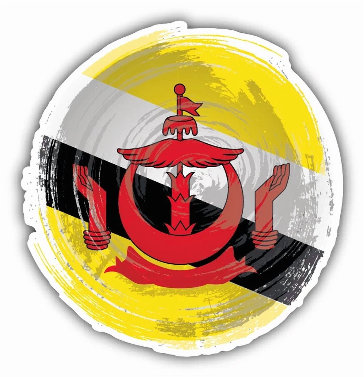 DOPASTICKER Brunei Flag Grunge Brushstroke Sticker Decal Phone Decal ...