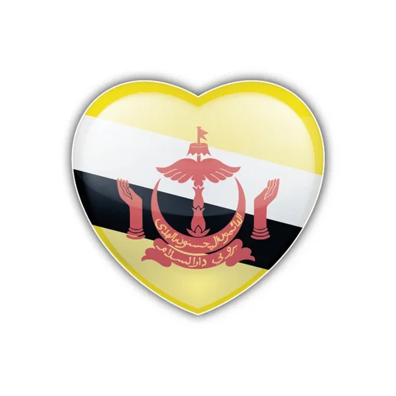 DOPASTICKER Brunei Flag Heart Sticker Decal Phone Decal Water Bottle ...