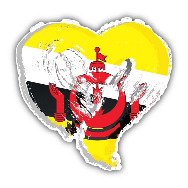 DOPASTICKER Brunei Grunge Heart Flag Sticker Decal Phone Decal Water ...