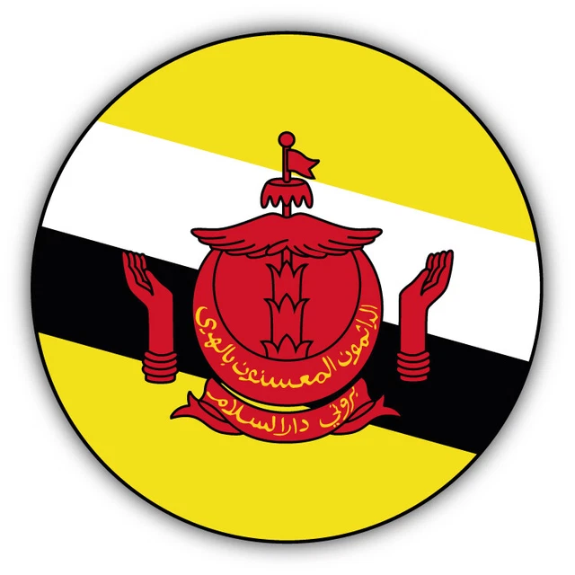 DOPASTICKER Brunei Round Flag Sticker Decal Phone Decal Water Bottle ...