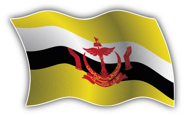 DOPASTICKER Brunei Wavy Flag Sticker Decal Phone Decal Water Bottle ...