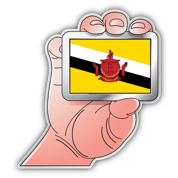 DOPASTICKER Brunei World Flag Hand Sticker Decal Phone Decal Water ...