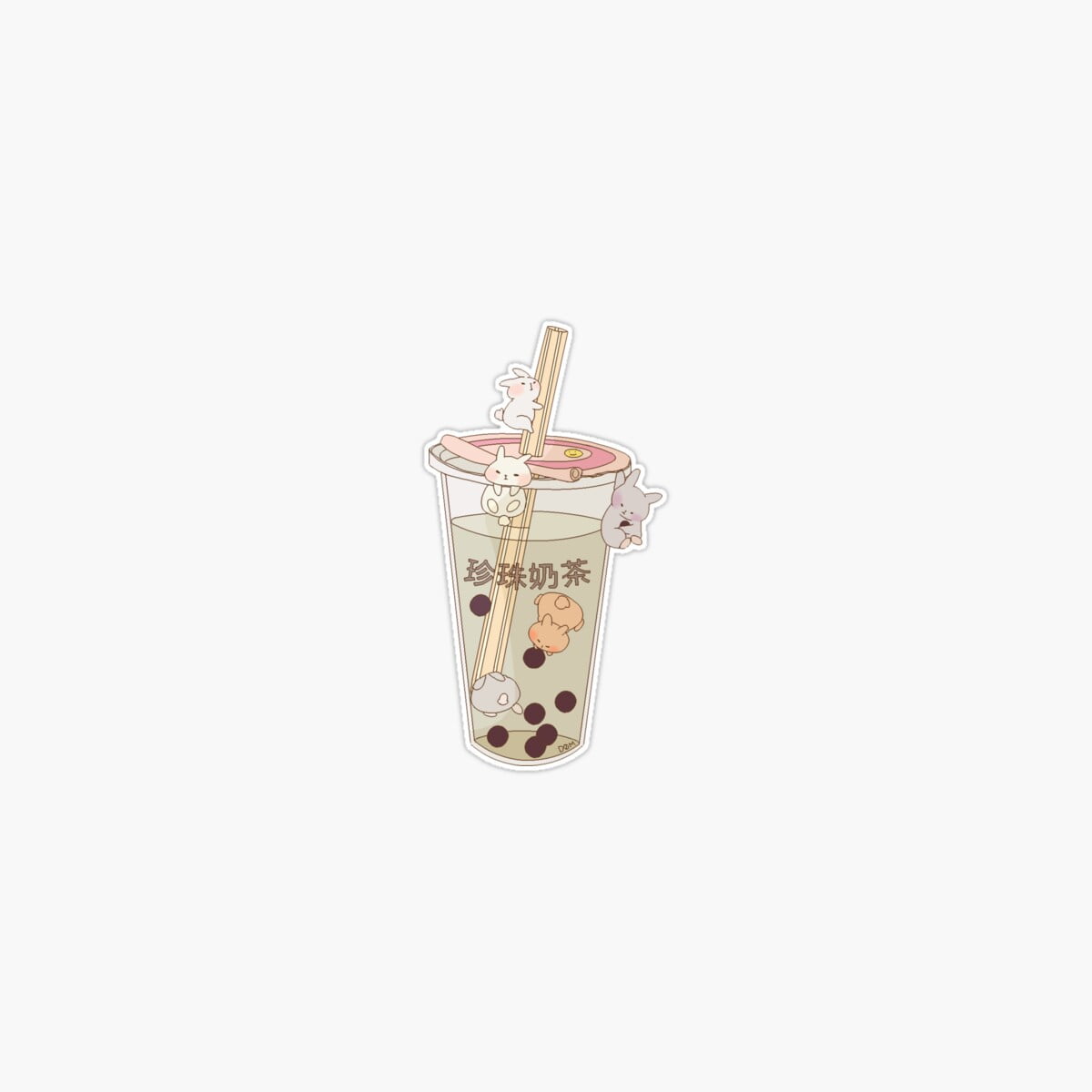 DOPASTICKER Bubble Tea & Boba Bunnies Sticker, Phone Sticker Car ...
