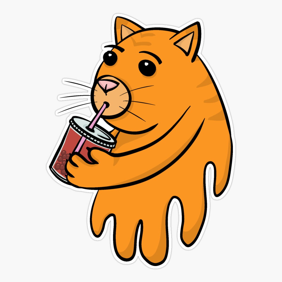 DOPASTICKER Bubble Tea Ginger Cat Ghost Sticker, Phone Sticker Car ...