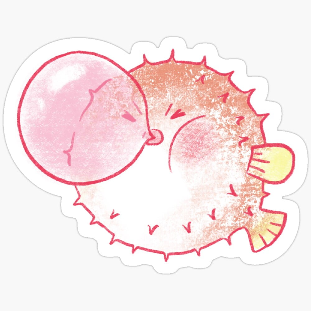 DOPASTICKER Bubblegum Blowfish - Perfect Birthday Gift Everyone Phone ...