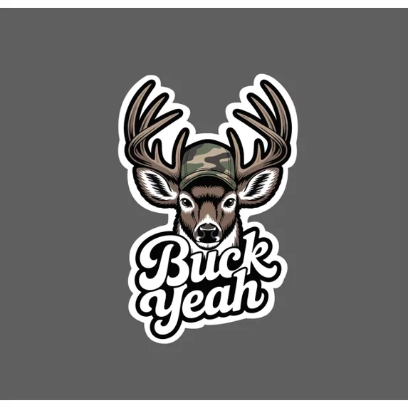 DOPASTICKER Buck Yeah Sticker Deer Animal Camo Hunting Sticker Phone ...