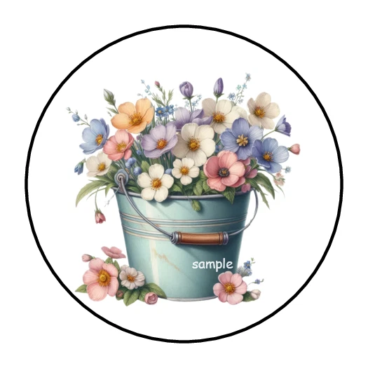 DOPASTICKER Bucket Of Flowers Stickers Spring Phone Decal Water Bottle ...