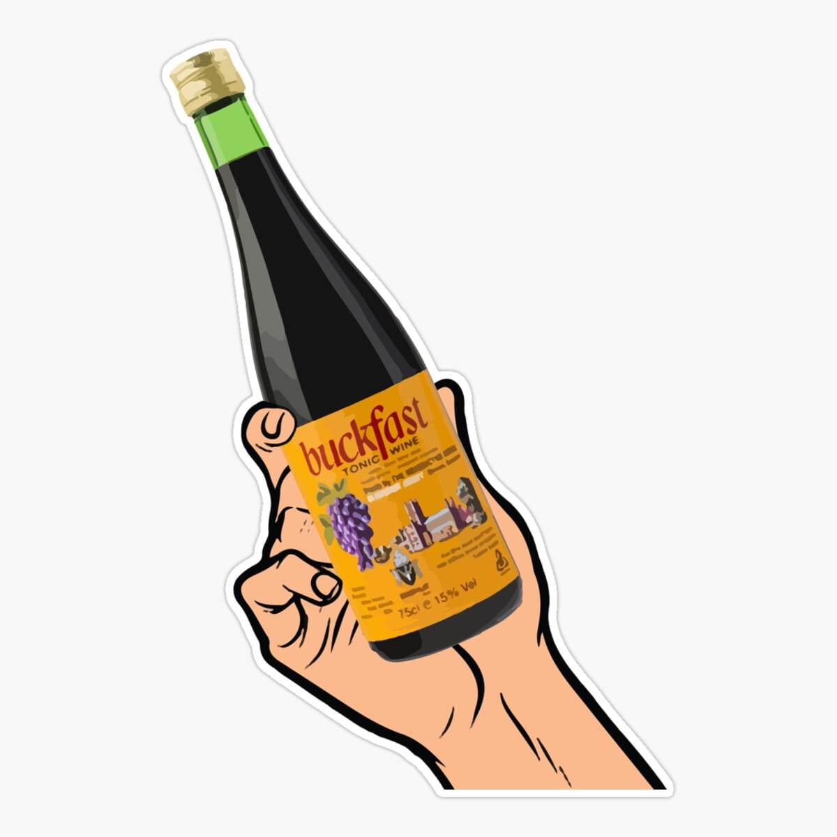 DOPASTICKER Buckfast Tonic Wine In Hand Sticker, Phone Sticker Car ...