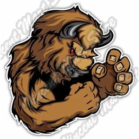 DOPASTICKER Buffalo Wild Bison Fighting Angry Gift Idea Car Sticker ...
