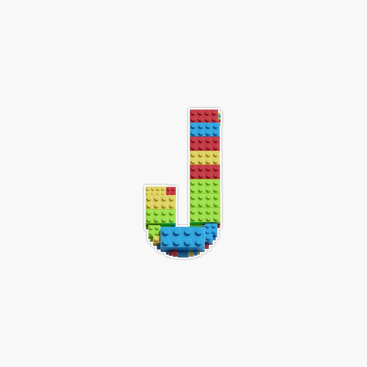 DOPASTICKER Building Brick Initial J In Primary Colors Sticker ...