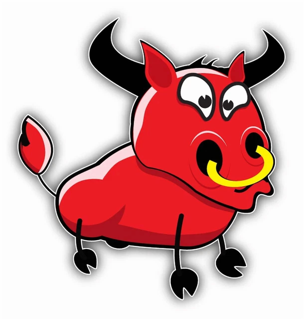 DOPASTICKER Bull Cartoon Sticker Decal Phone Decal Water Bottle ...