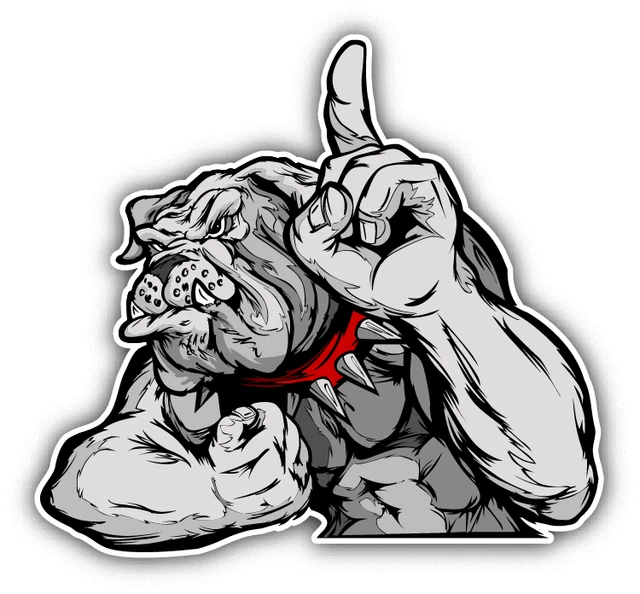 DOPASTICKER Bulldog Flexing Arms Mascot Cartoon Sticker Decal Phone ...