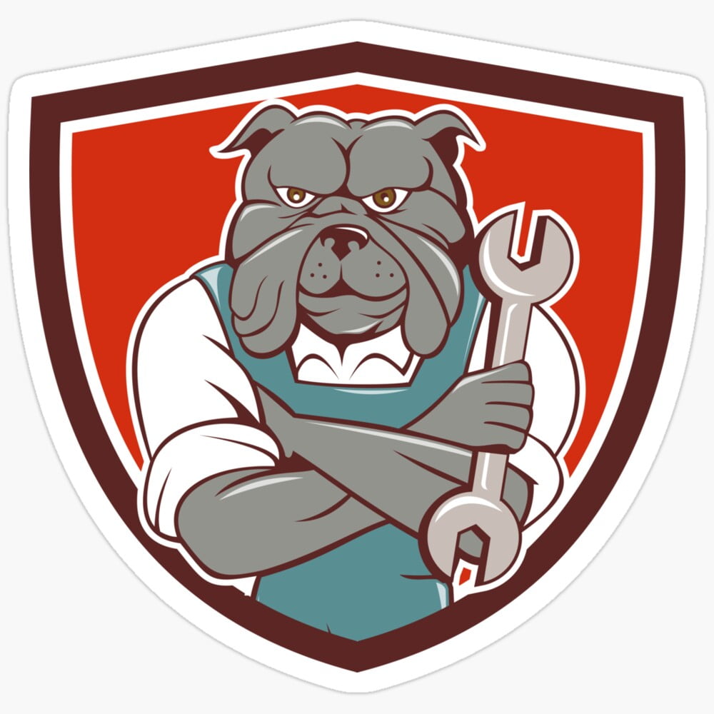 DOPASTICKER Bulldog Mechanic Arms Crossed Spanner Crest Sticker Phone ...