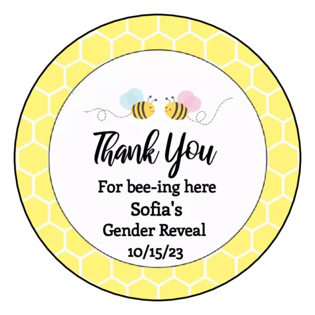 DOPASTICKER Bumble Bee Baby Shower Stickers Favors Gender Reveal Bees ...