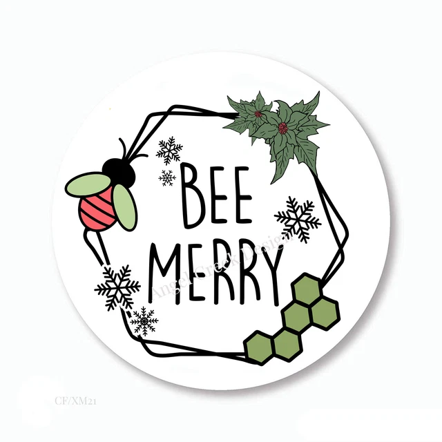DOPASTICKER Bumblebee Merry Chri.Stm.As Wreath Scrapbook Stickers Phone ...