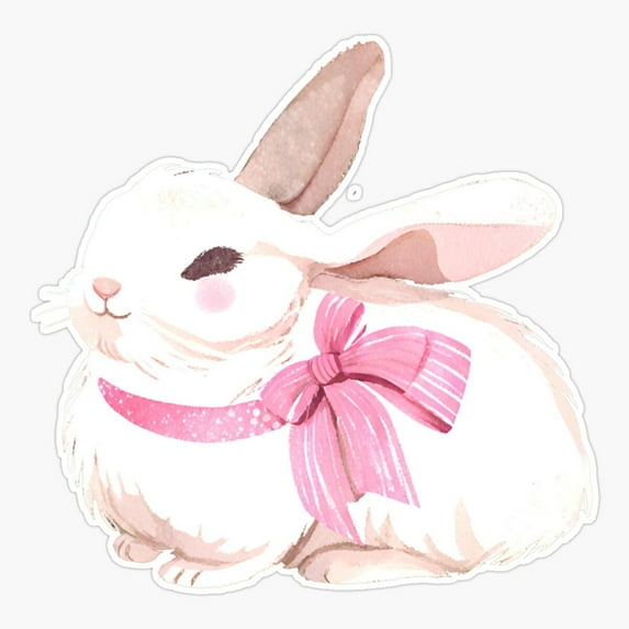 DOPASTICKER Bunny With A Pink Bow Sticker, Phone Sticker Car Sticker ...