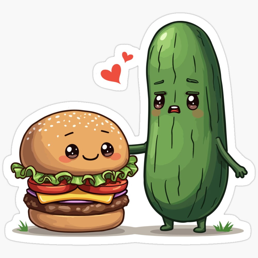 DOPASTICKER Burger & Pickle A Love Story Sticker, Decorate Laptops ...