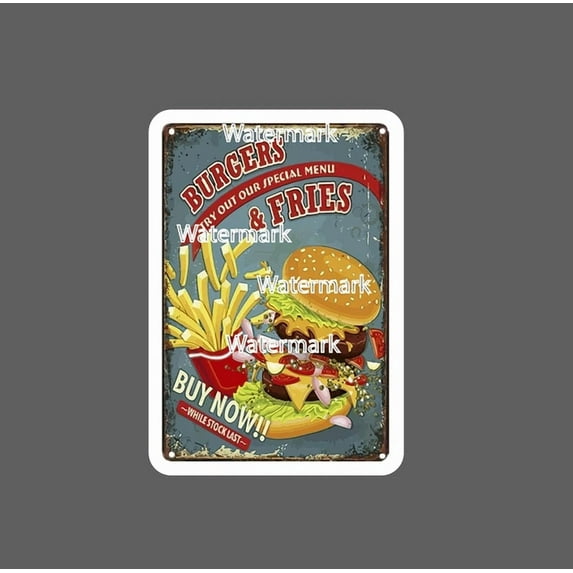 DOPASTICKER Burgers Fries Sticker Retro Ad Sticker Phone Sticker, Latop ...