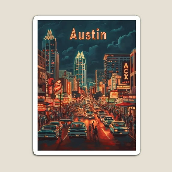 DOPASTICKER The Bustling Streets Of Downtown Austin Come Alive At Night ...