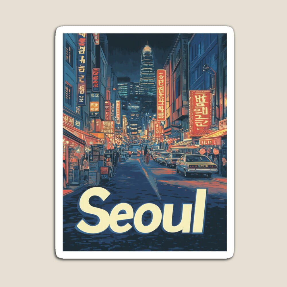 DOPASTICKER The Bustling Streets Of Seoul Come Alive At Night, Illumind ...