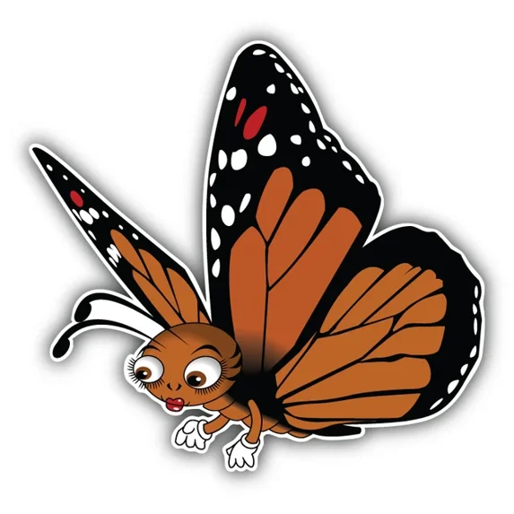DOPASTICKER Butterfly Cartoon Sticker Decal Phone Decal Water Bottle ...