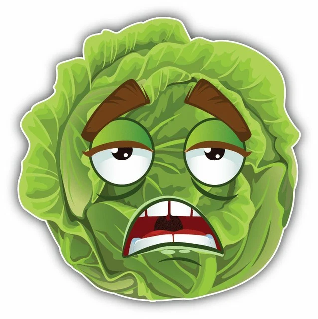 DOPASTICKER Cabbage Tired Smile Cute Cartoon Sticker Design Phone Water ...