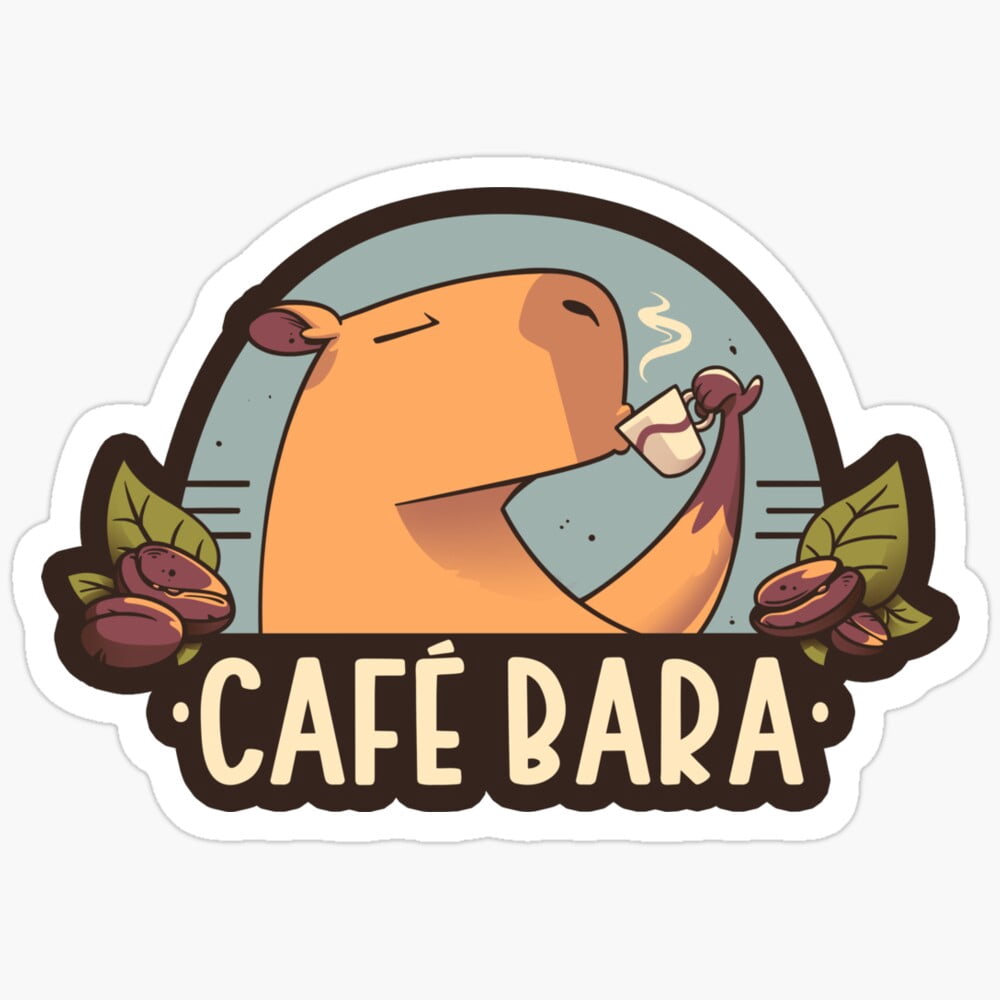 DOPASTICKER Cafebara - Cute Coffee Capybara Sticker Phone Decal Water ...