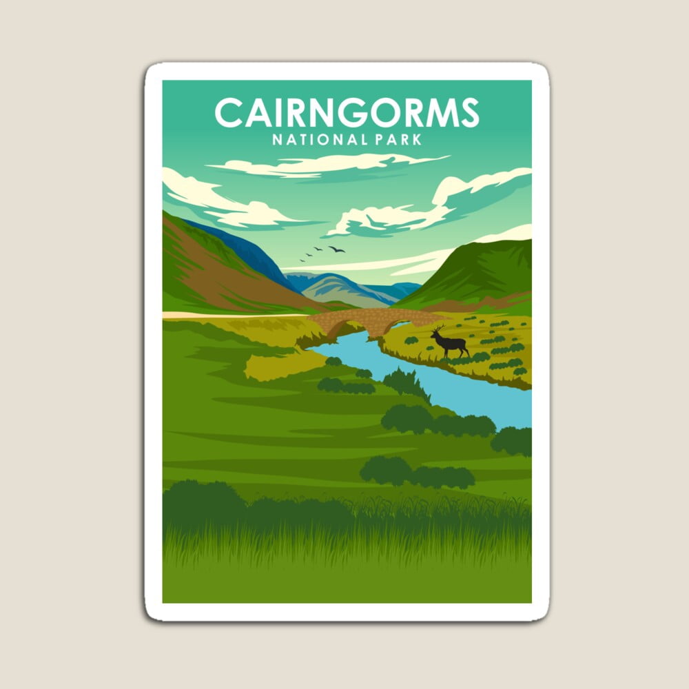 DOPASTICKER Cairngorms National Park Vintage Minimal Travel Poster ...