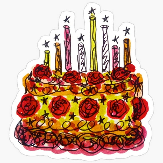 DOPASTICKER Cake With Candles! Sticker Phone Sticker, Latop Sticker ...