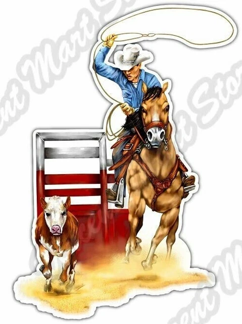 DOPASTICKER Calf Roping Cowboy Cow Horse Rodeo Car Window Sticker Decal ...
