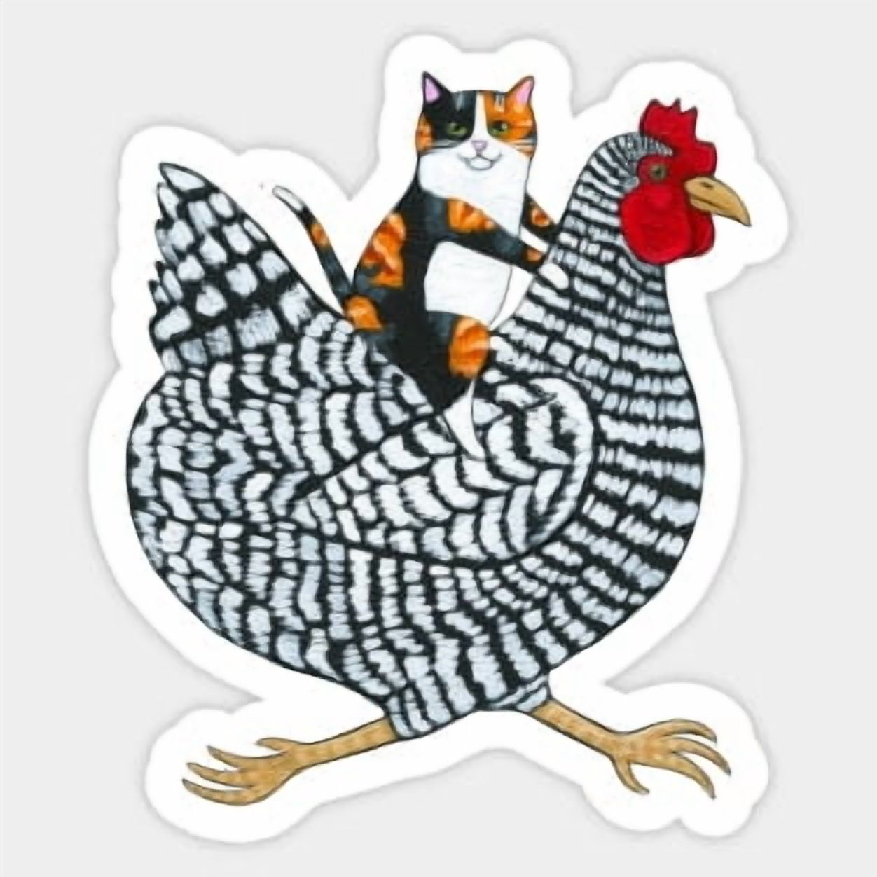 DOPASTICKER Calico Cat Chicken Ride Decorative Laptop, Phone Stickers ...