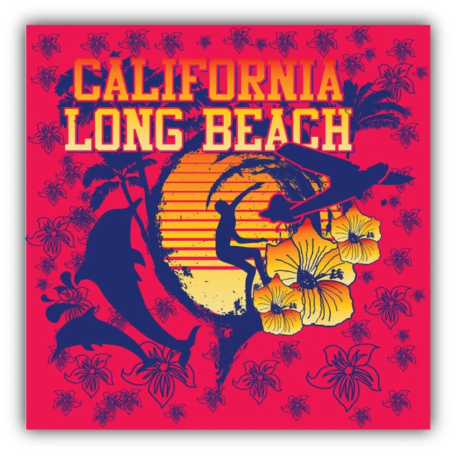 DOPASTICKER California Long Beach Label Sticker Decal Phone Decal Water ...
