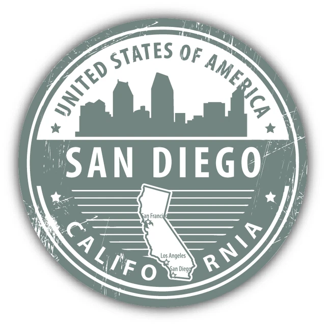 DOPASTICKER California San Diego Usa Grunge Rubber Travel Sticker Decal ...