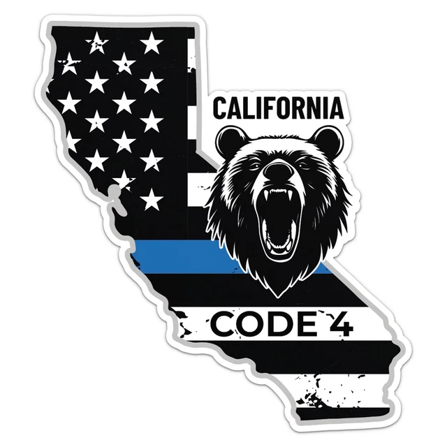DOPASTICKER California State Code 4 Thin Blue Line Sticker Decal Phone ...
