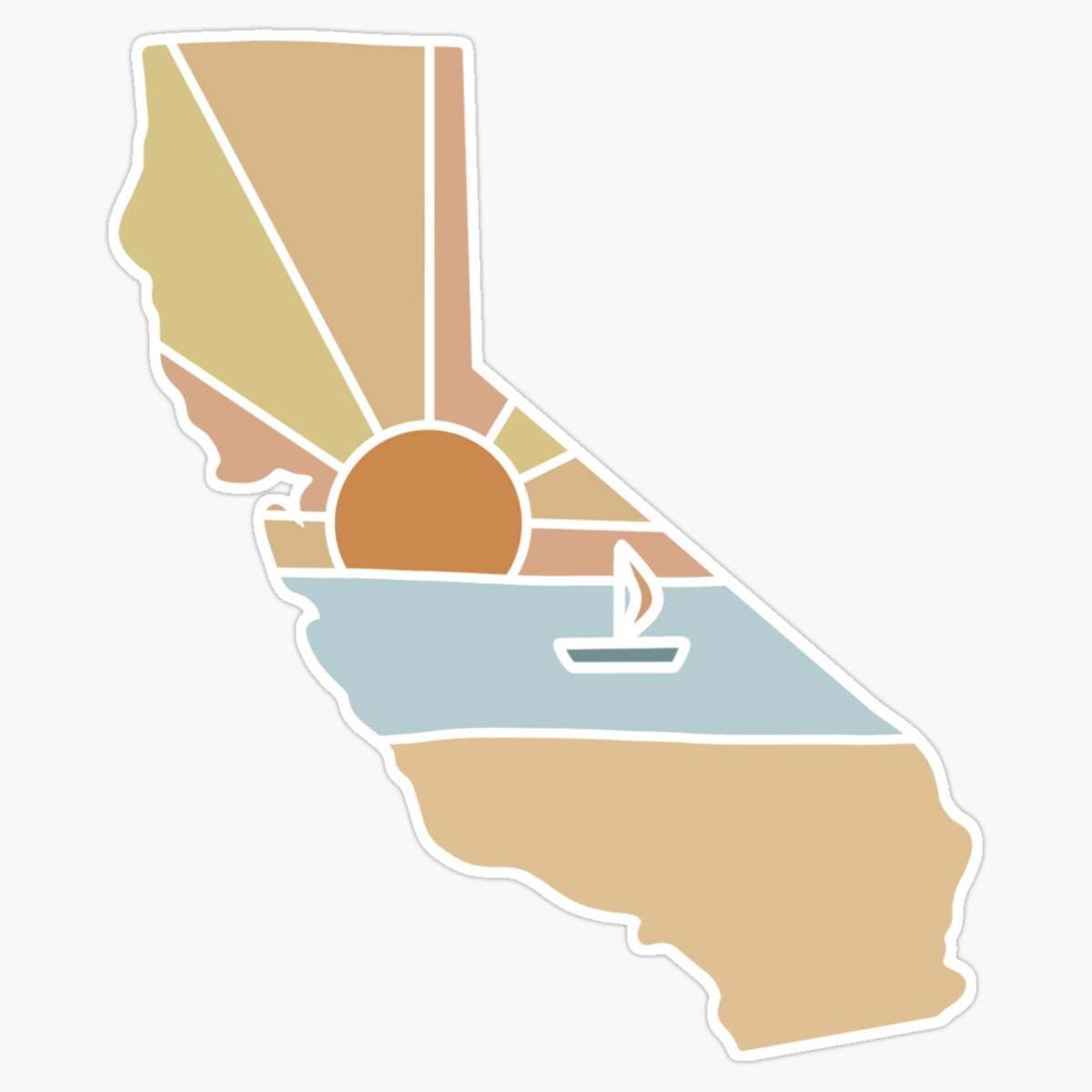 DOPASTICKER California State Ocean Beach Sunset Sticker, Phone Sticker ...