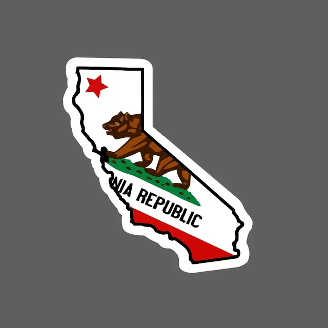 DOPASTICKER California Sticker State Flag Cali State Bear Grizzly ...