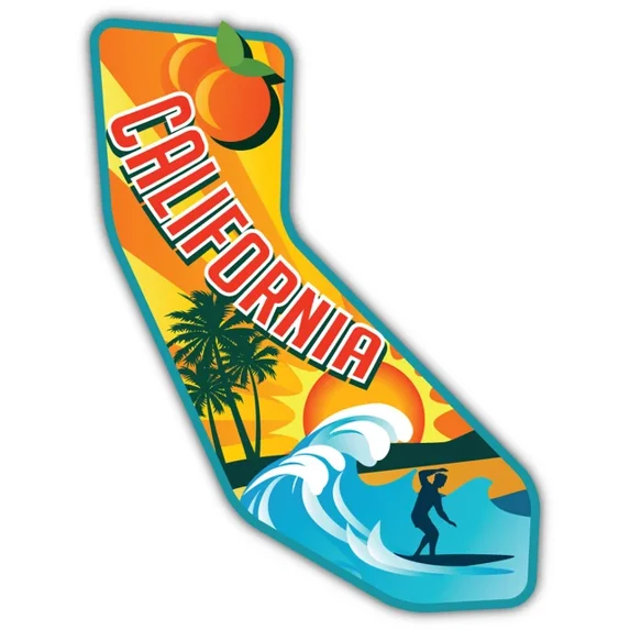 DOPASTICKER California Usa State Retro Badge Sticker Decal Phone Decal ...