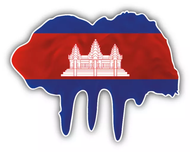 DOPASTICKER Cambodia Flag Blot Sticker Decal Phone Decal Water Bottle ...