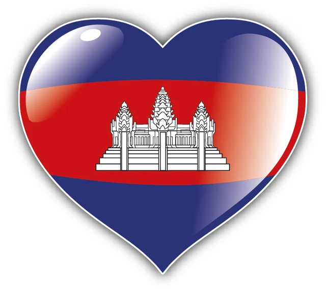 DOPASTICKER Cambodia Flag Heart Sticker Decal Phone Decal Water Bottle ...