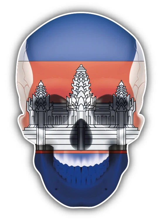 DOPASTICKER Cambodia Flag Skull Car Bumper Sticker Decal Gift You ...