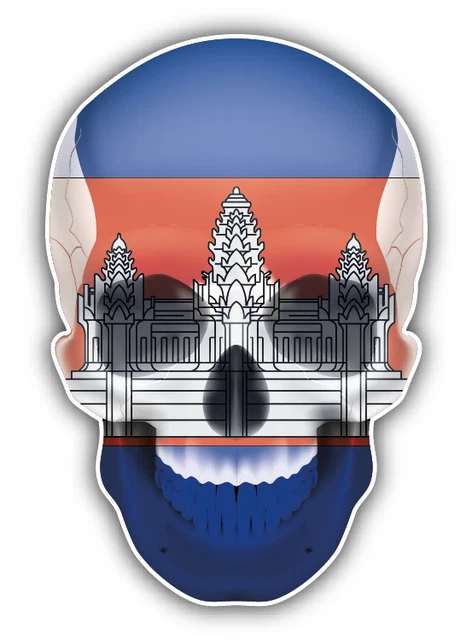 DOPASTICKER Cambodia Flag Skull Sticker Decal Phone Decal Water Bottle ...