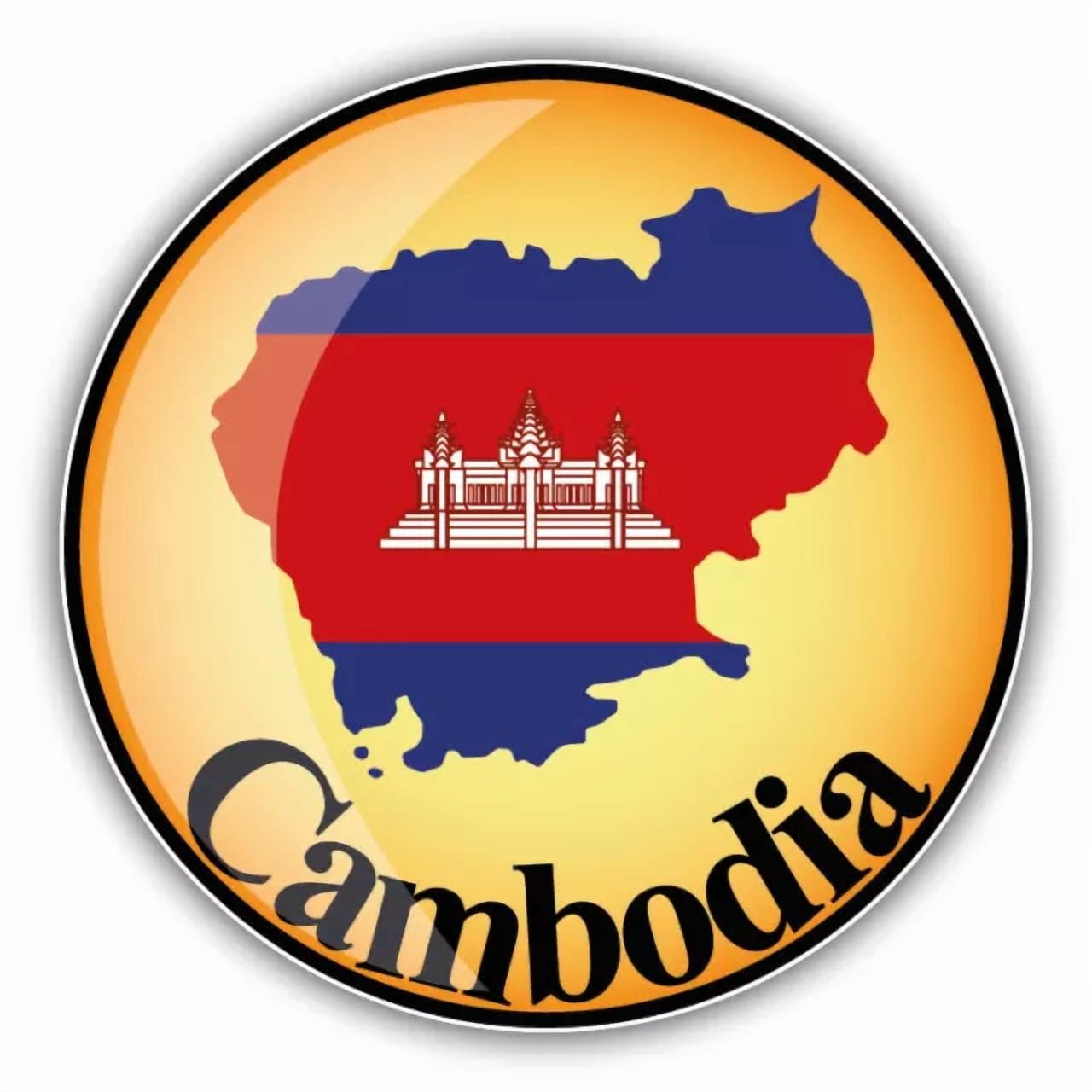 DOPASTICKER Cambodia Map Flag Label Sticker Decal Phone Decal Water ...